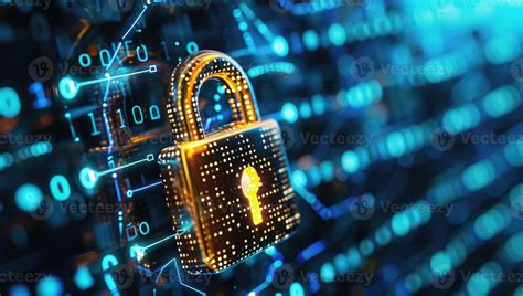 Ai Generated Padlock Amidst Binary Code Symbolizing Cyber Security