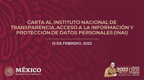 Carta al Instituto Nacional de Transparencia Acceso a la Información y