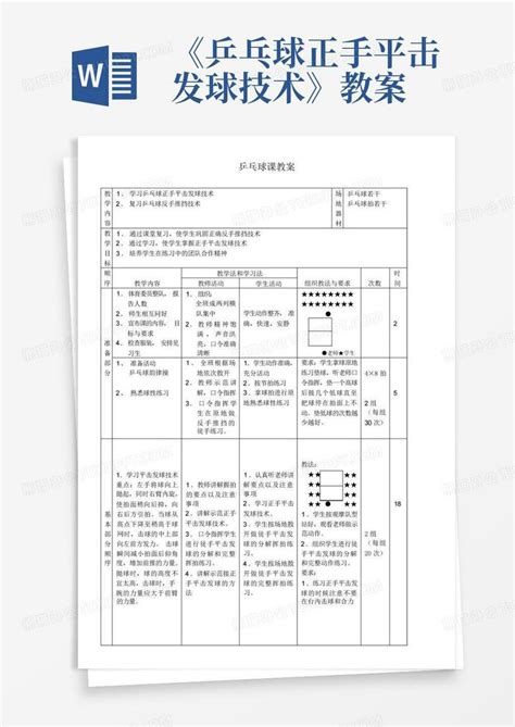 《乒乓球正手平击发球技术》教案word模板下载编号lxvkedmx熊猫办公