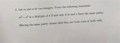 Solved Let M And N Be Two Integers Prove The Following Chegg