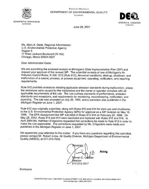 Pdf Revision To Michigan1 A Formal Letter Of Submittal From The