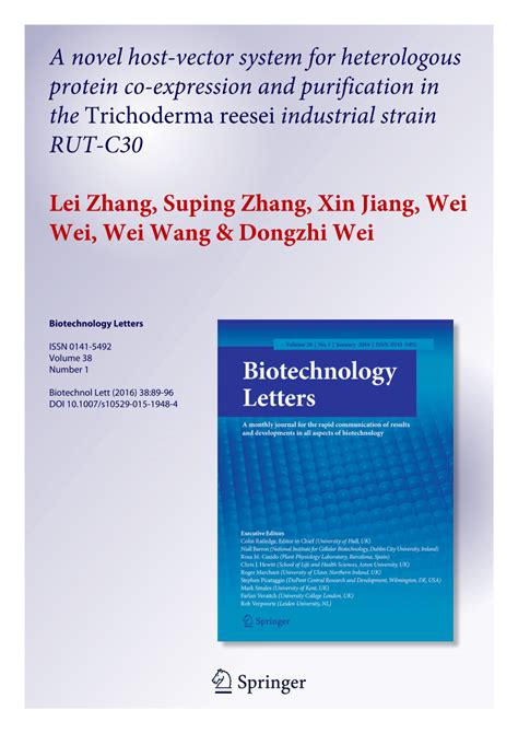 Pdf A Novel Host Vector System For Heterologous Protein Co Expression And Purification In The