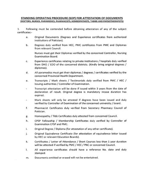 Standing Operating Procedure Sop For Attestation Of Documents Pdf Diploma Pharmacist Standing Operating Procedure Sop For Attestation Of Documents Pdf Diploma Pharmacist