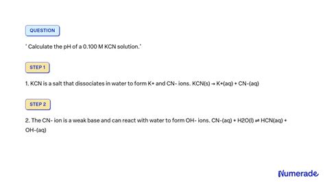 Solved Calculate The Ph Of A M Kcn Solution