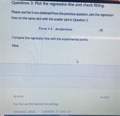 solved questions 3 plot the regression line and check