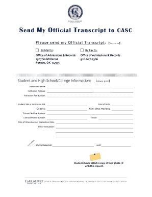 Carl Albert State College Transcript Request Fill Online Printable