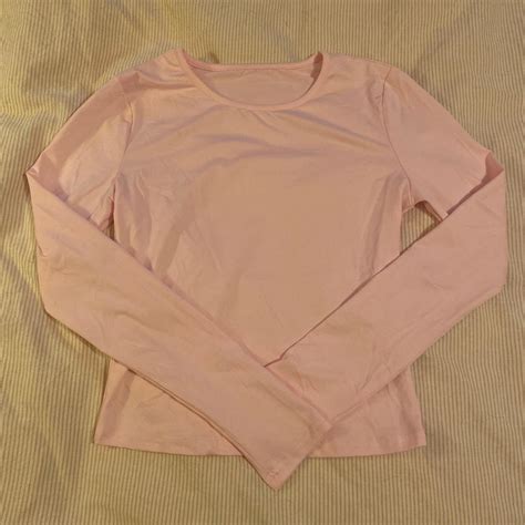 Pink Long Sleeve Top Great For Layering Or Wearing Depop