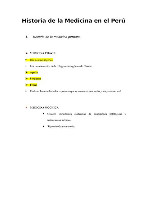 Historia De La Medicina En El Per Tema Historia De La Medicina