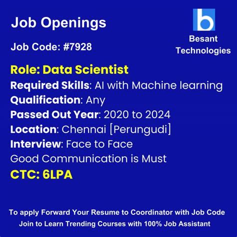 besant technologies on linkedin datascientist ai jobvancany jobs