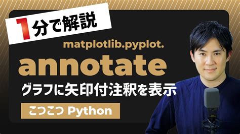 こつこつPythonPythonでグラフに矢印注釈を表示する方法matplotlib pyplot annotate YouTube