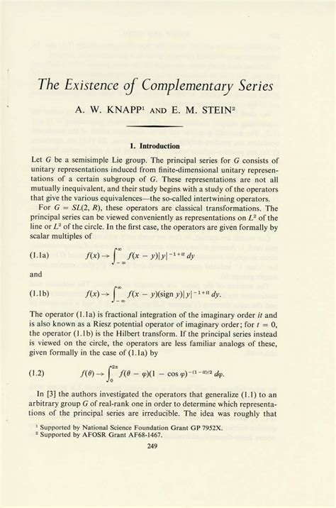 Pdf The Existence Of Complementary Series