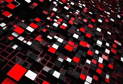 Black And Red Abstract Header With Outline Of Squares Simple Vector Illustration Stock