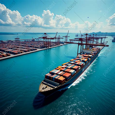 Cargo Ship Navigating A Busy Port With Colorful Containers Backgrounds  Free Download Pikbest