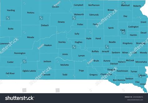Us South Dakota County Map 66 Stock Vector Royalty Free 2315428371