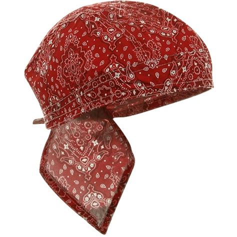 Bandana Dorag Cap Red With White And Black Paisley Cotton Motorcycle