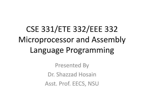 Ppt Cse 331ete 332eee 332 Microprocessor And Assembly Language Programming Powerpoint