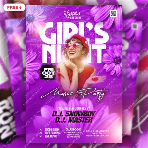 Free Psd Girls Night Club Party Flyer Psd