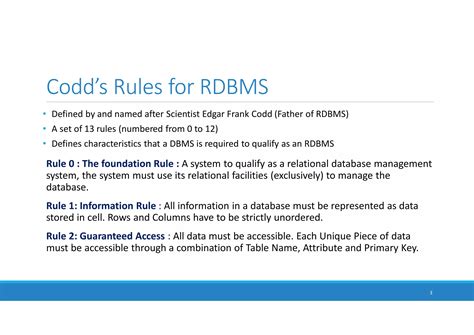 codd s rules for relational database management systems pdf