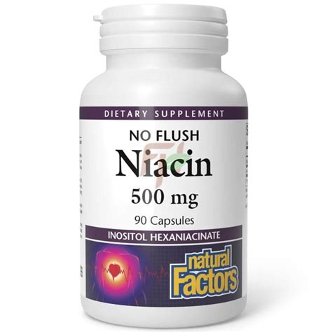 Natural Factors NIACIN [NO FLUSH] (500 мг × 90 капсул) - Купить ниацин ...