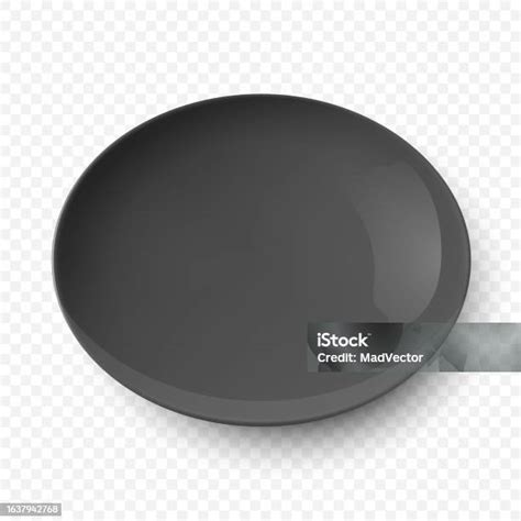 벡터 3d 현실적인 검은 빈 도자기 세라믹 플레이트 아이콘 근접 촬영이 격리되었습니다 모형을 위한 디자인 템플릿입니다 스톡 벡터 그림입니다 앞 View 0명에 대한 스톡