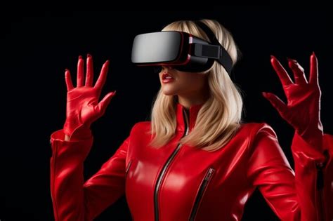 Premium Photo Blondie With Red Nails Plays Games In Vr