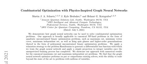 Ogawa Tadashi On Twitter Combinatorial Optimization With Physics Inspired Graph Neural