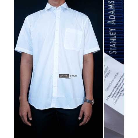 Jual STANLEY ADAMS Kemeja Pria Lengan Pendek Reguler Fit Putih Polos Kemeja Kerja Kemeja