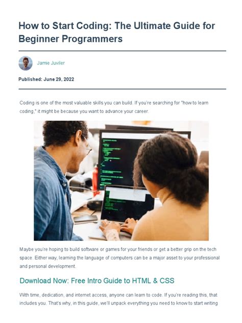 how to start coding the ultimate guide for beginner programmers pdf