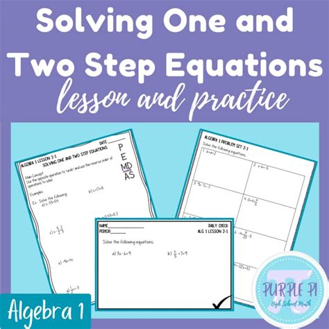 Solving One And Two Step Equations Notespracticeexit Ticket By Purple Pi