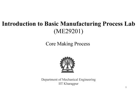 Core Making Introduction To Basic Manufacturing Process Lab Me29201