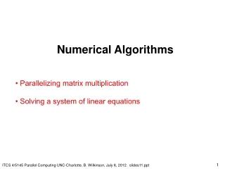 PPT Efficient Parallel Algorithms For Matrix Operations PowerPoint Presentation ID