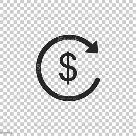 환불 돈 아이콘 투명 한 배경에 고립입니다 금융 서비스 현금 다시 개념 돈 환불 투자 저축 계정 환전에 반환 평면 디자인입니다 벡터 일러스트 레이 션 아이콘에 대한 스톡