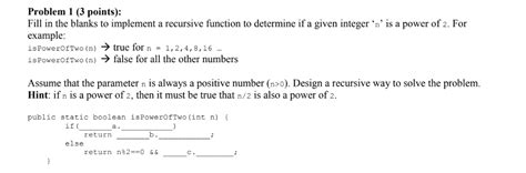 Solved Problem 1 3 Points Fill In The Blanks To Implement