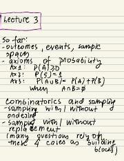 Lecture 3 W 2021 Pdf 31 1Lecture So Far Outcomes Spaces Axioms