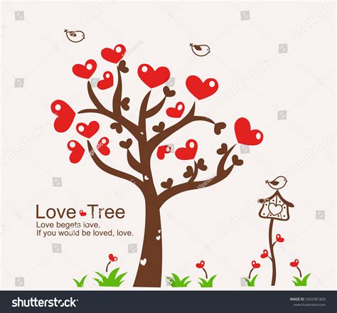 Love Tree Birds Vector Illustration Stock Vector Royalty Free