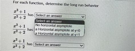 Solved For each function, determine the long run behavior | Chegg.com