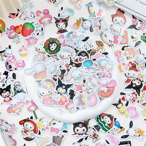 สติกเกอร์ ลาย Sanrio Hello Kitty Mymelody Kuromi Cinnamoroll 3d สําหรับ