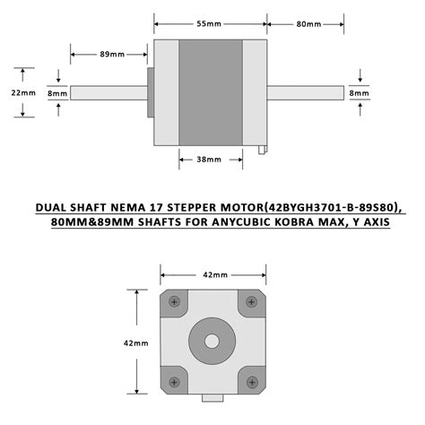 Dual Shaft Nema 17 Stepper Motor 42bygh3701 B 89s80 80mm And 89mm