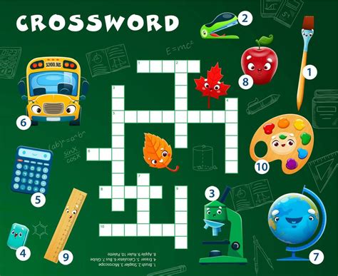 Crossword Quiz Game School Stationery Characters 32318387 Vector Art