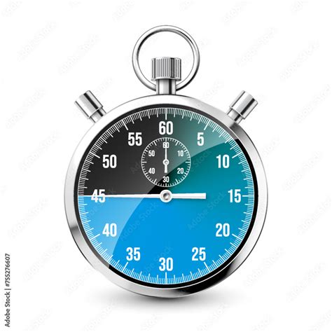 Realistic Classic Stopwatch Shiny Metal Chronometer Time Counter With