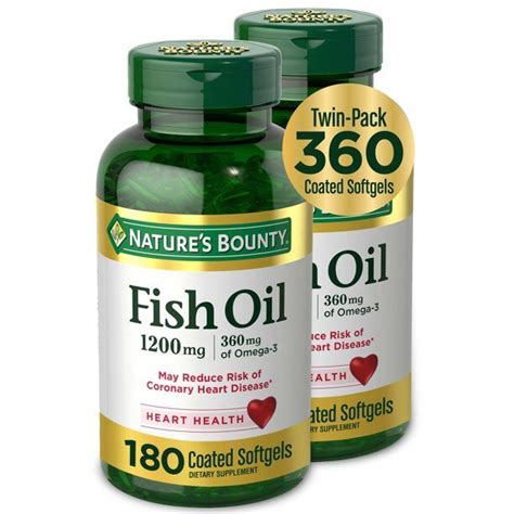 Natures Bounty Fish Oil 1200 Mg Softgels Twin Pack Supports Heart