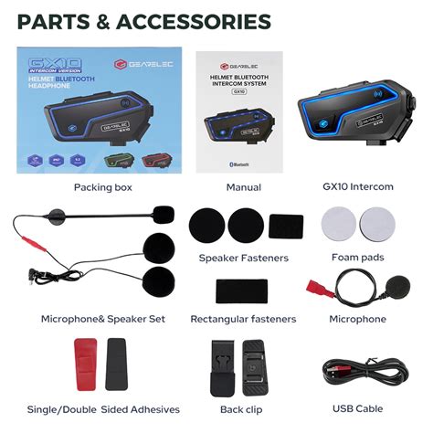 GEARELEC GX10 Motorcycle Helmet Intercom Headset For 10 Riders 2000M