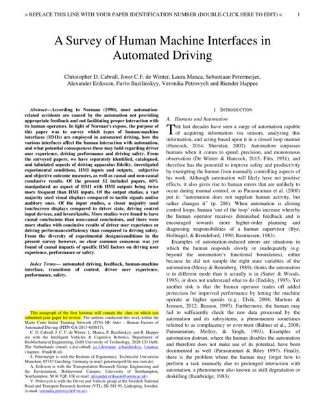 Pdf A Survey Of Human Machine Interfaces In Automated Driving
