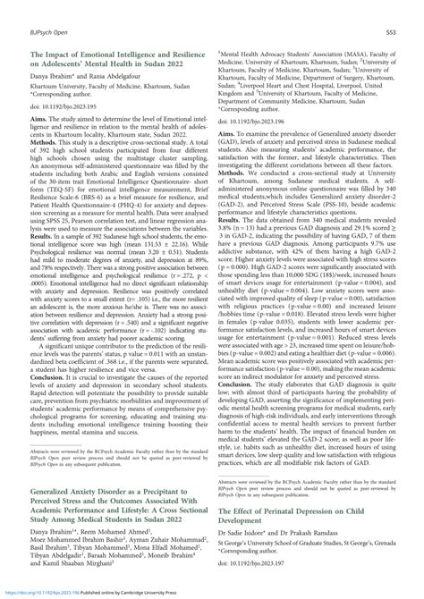 Pdf Generalized Anxiety Disorder As A Precipitant To Perceived Stress And The Outcomes