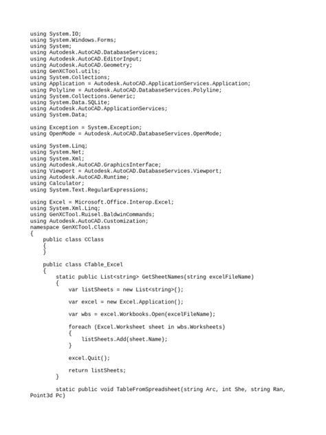Cclass Pdf Microsoft Excel Auto Cad
