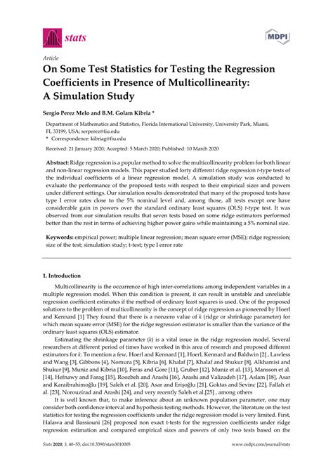 pdf on some test statistics for testing the regression coefficients