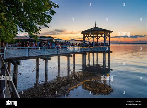 Bregenz Lake Bodensee Lake Constance Bridge Fischersteg With Bar