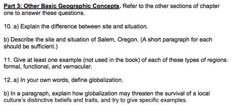 Solved Part 3 Other Basic Geographic Concepts Refer To The
