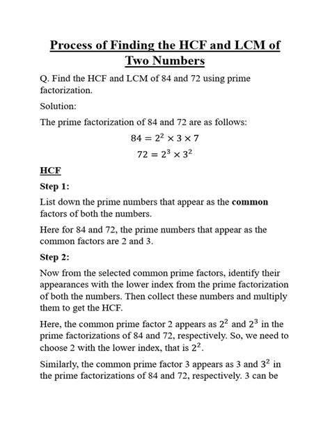 Hcf And Lcm Finding Method Pdf