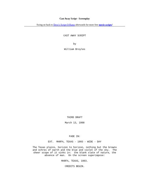 Cast Away Script Pdf